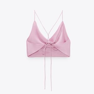 Zara | Tops | Zara Satin Effect Pink Crop Top | Poshmark
